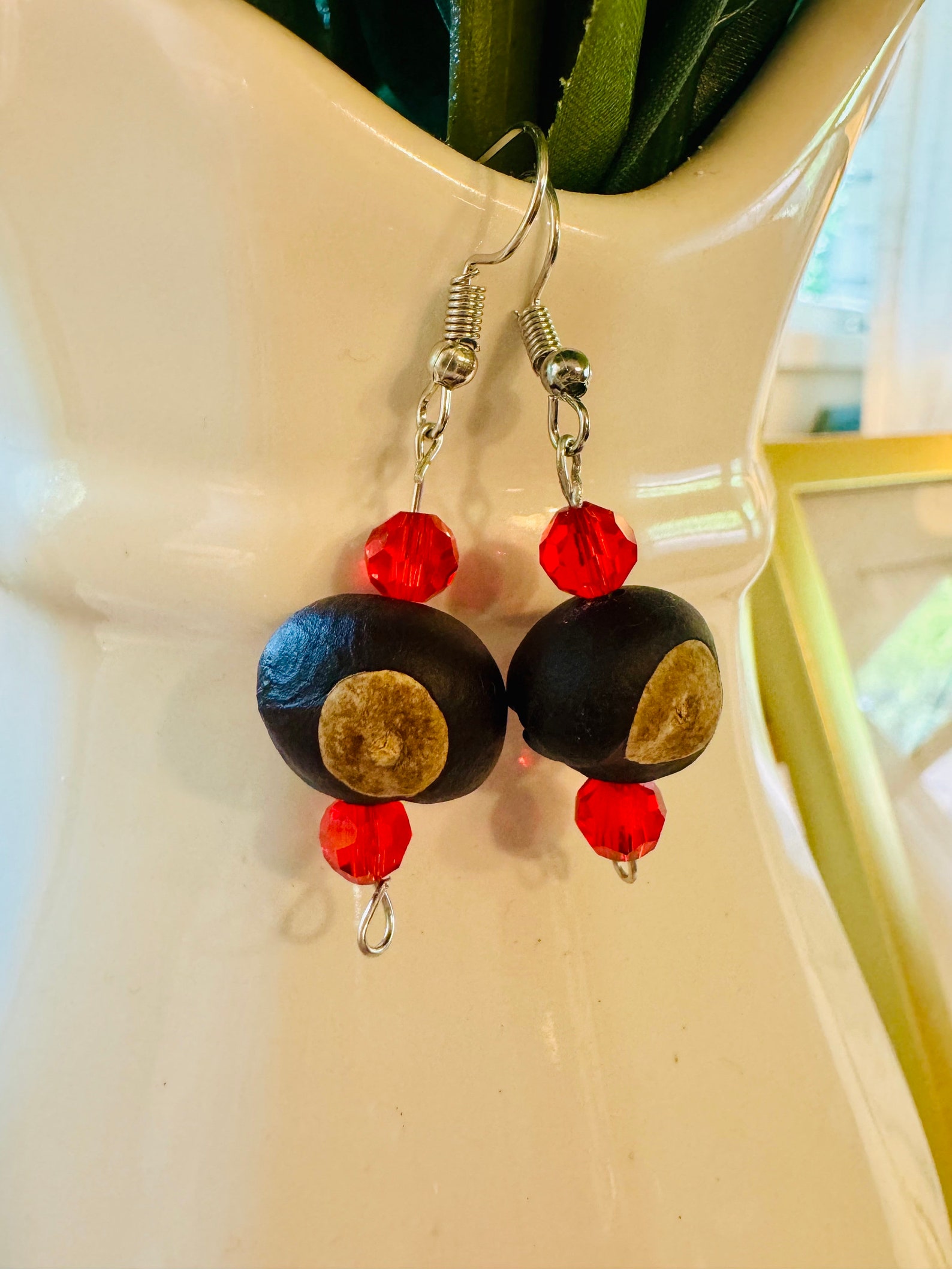 Handmade Real Buckeye Earrings | Authentic Ohio State Jewelry | Natural ...