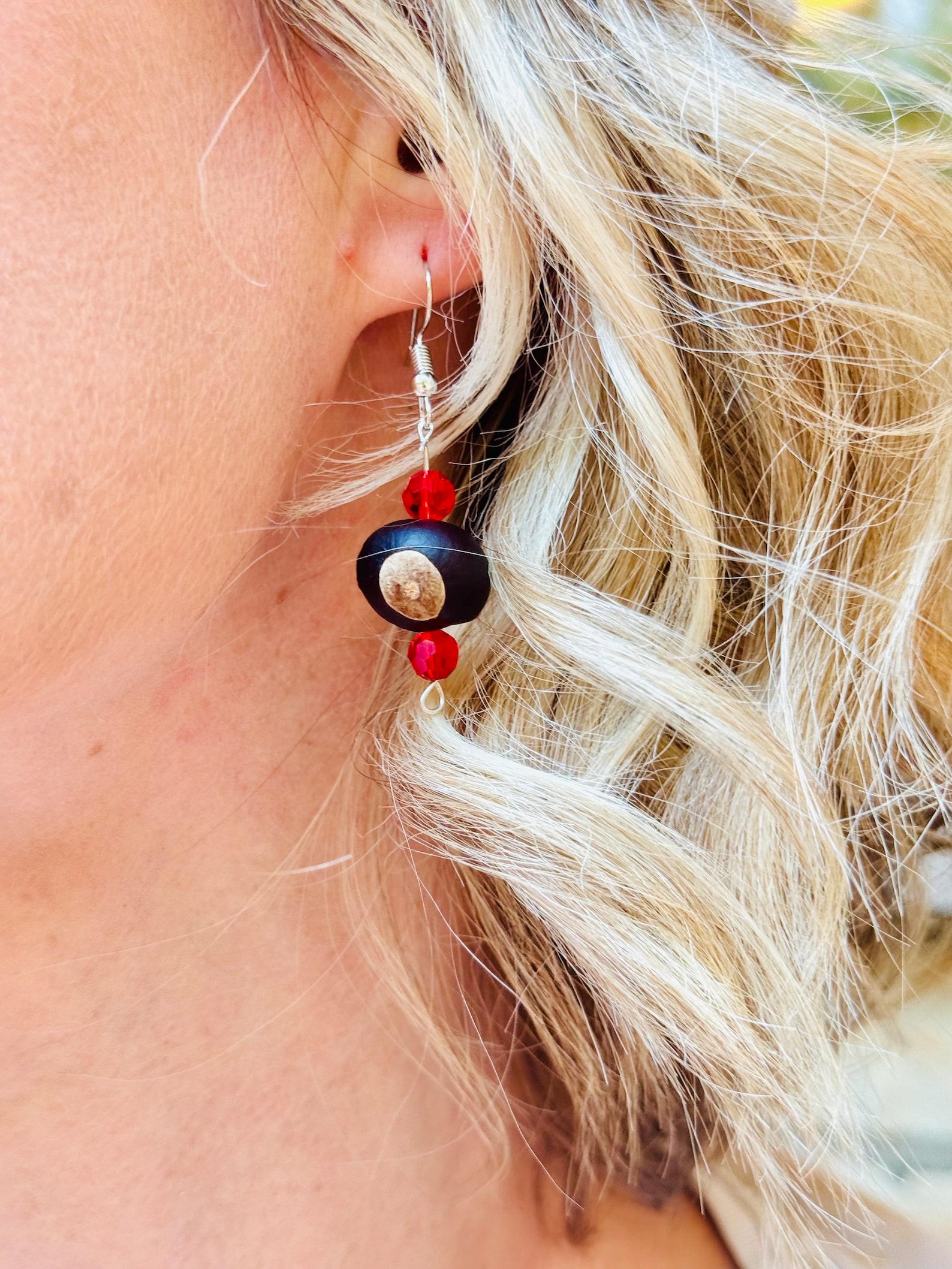 Handmade Real Buckeye Earrings | Authentic Ohio State Jewelry | Natural ...