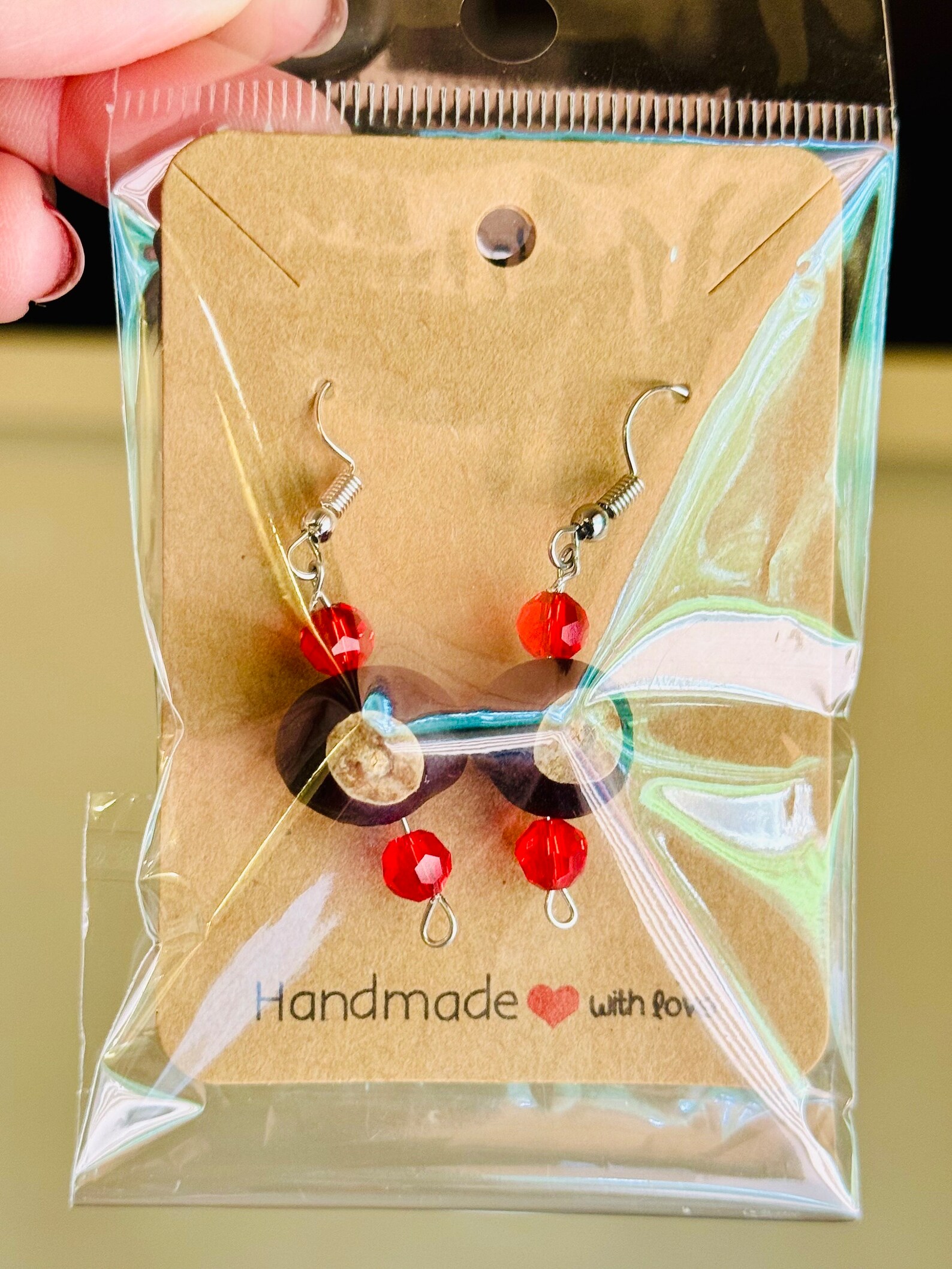 Handmade Real Buckeye Earrings | Authentic Ohio State Jewelry | Natural ...
