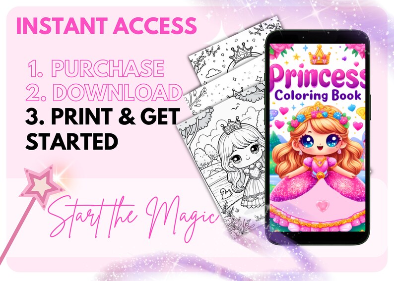 Magical Princess Coloring Book for Kids 10 Unique Princess Designs Fun ...