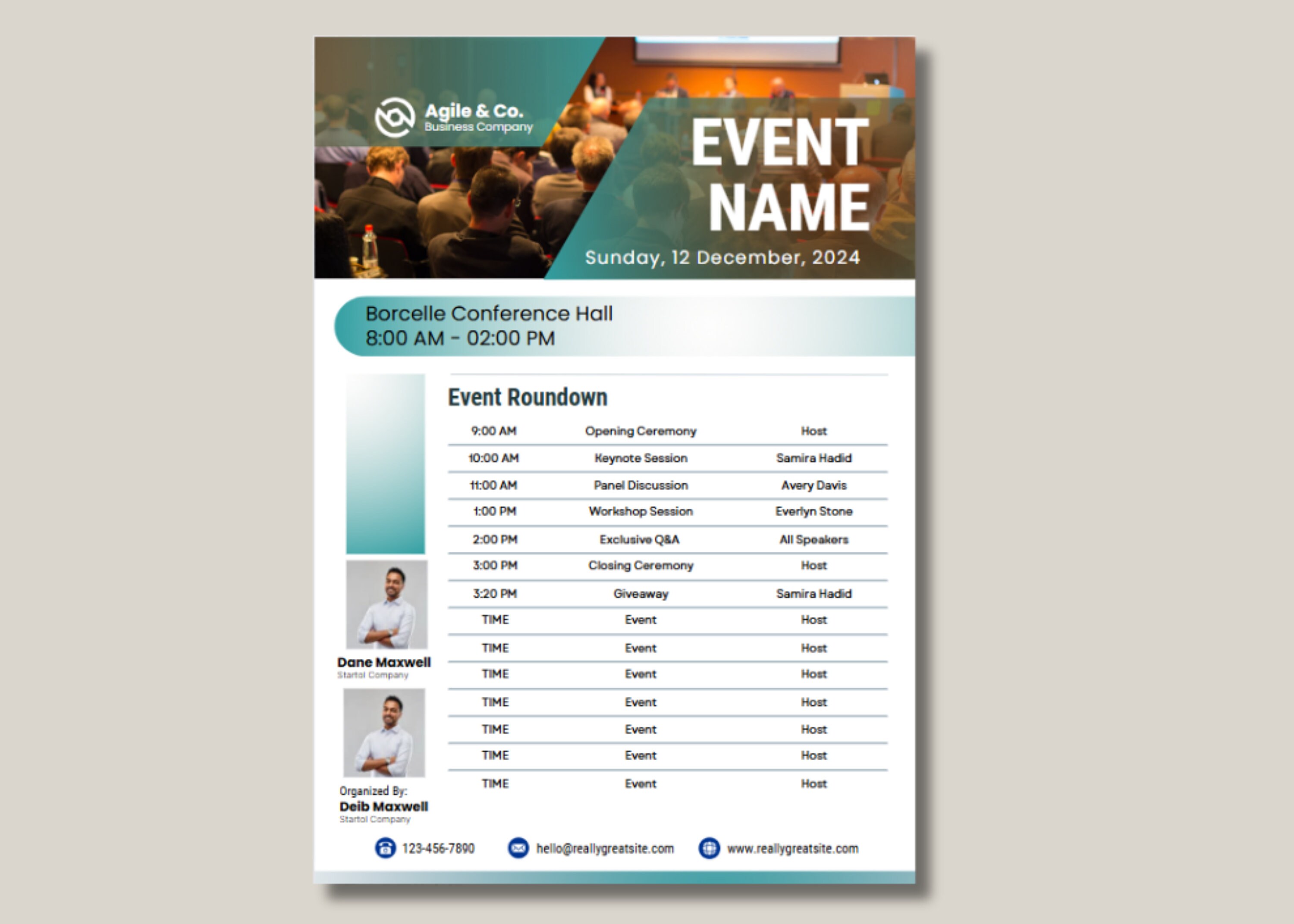 Event Schedule Template | Editable Business Agenda | Customizable Canva ...