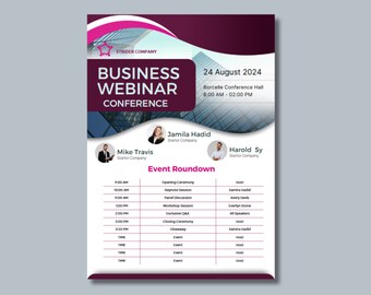 Event Schedule Template | Editable Business Agenda | Customizable Canva ...