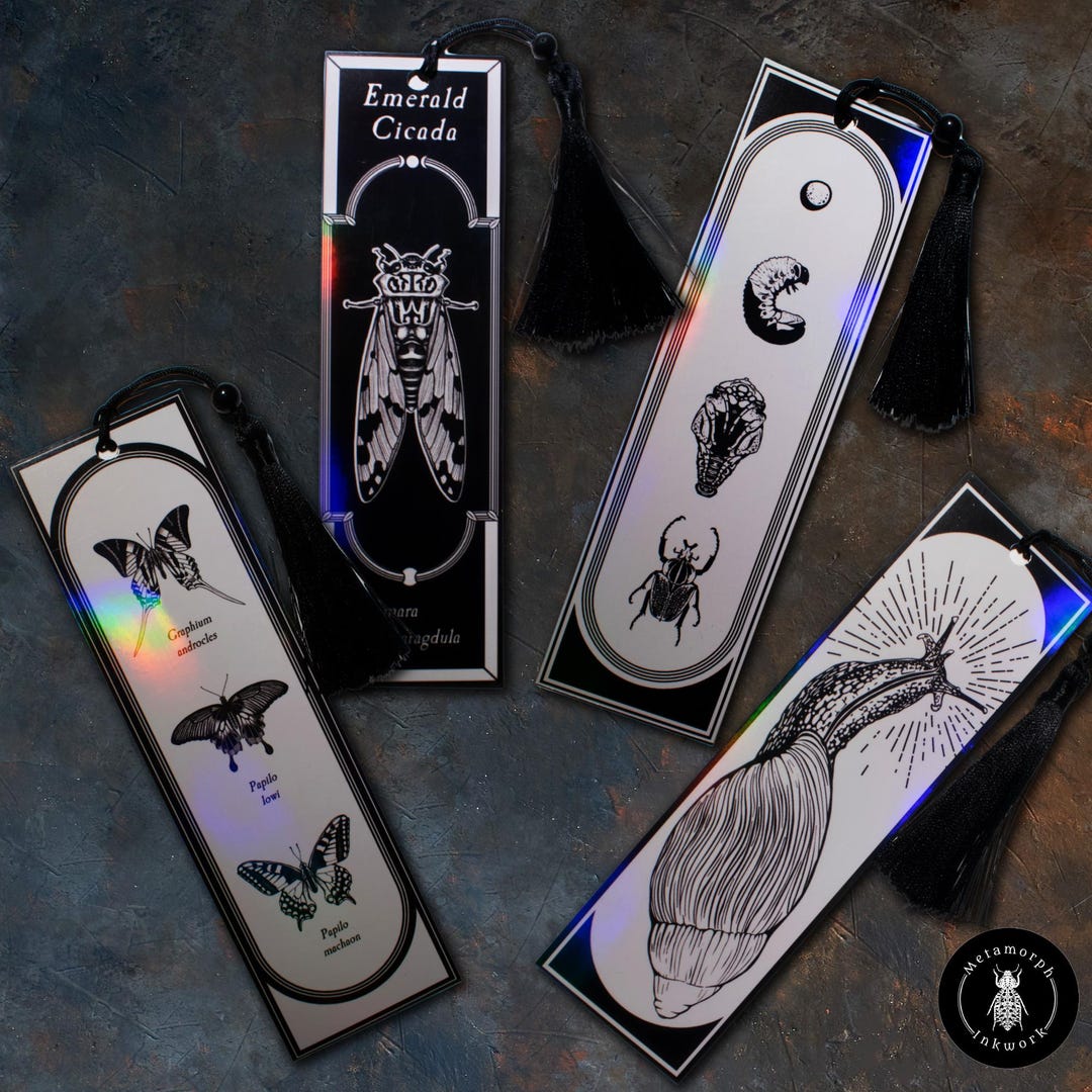 Holo Bug Bookmarks Cicada, Butterflies, Snail, Beetle - Etsy