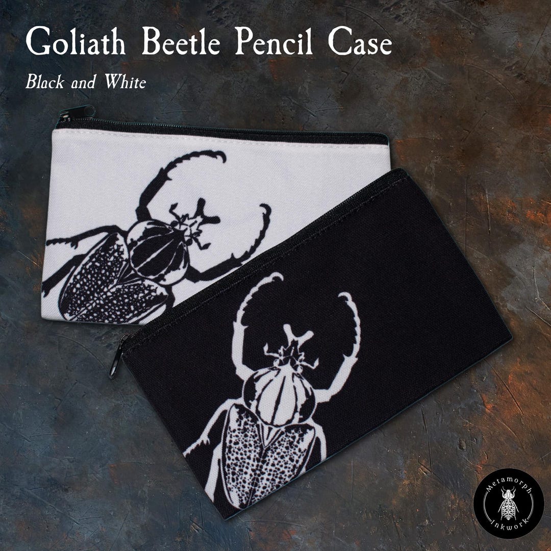 Goliath Beetle Pencil Case in Black and White - Etsy