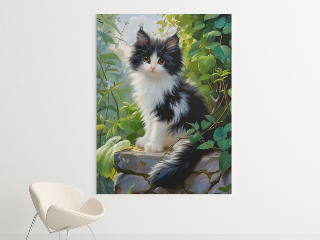 Cat Canvas or Poster Animal Wall Art, Vintage Animal Art, Vintage Cat ...