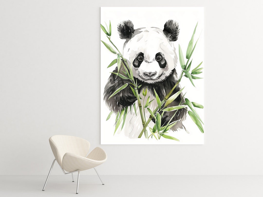 Panda Bear Canvas or Poster Animal Wall Art, Panda Bear Print ...