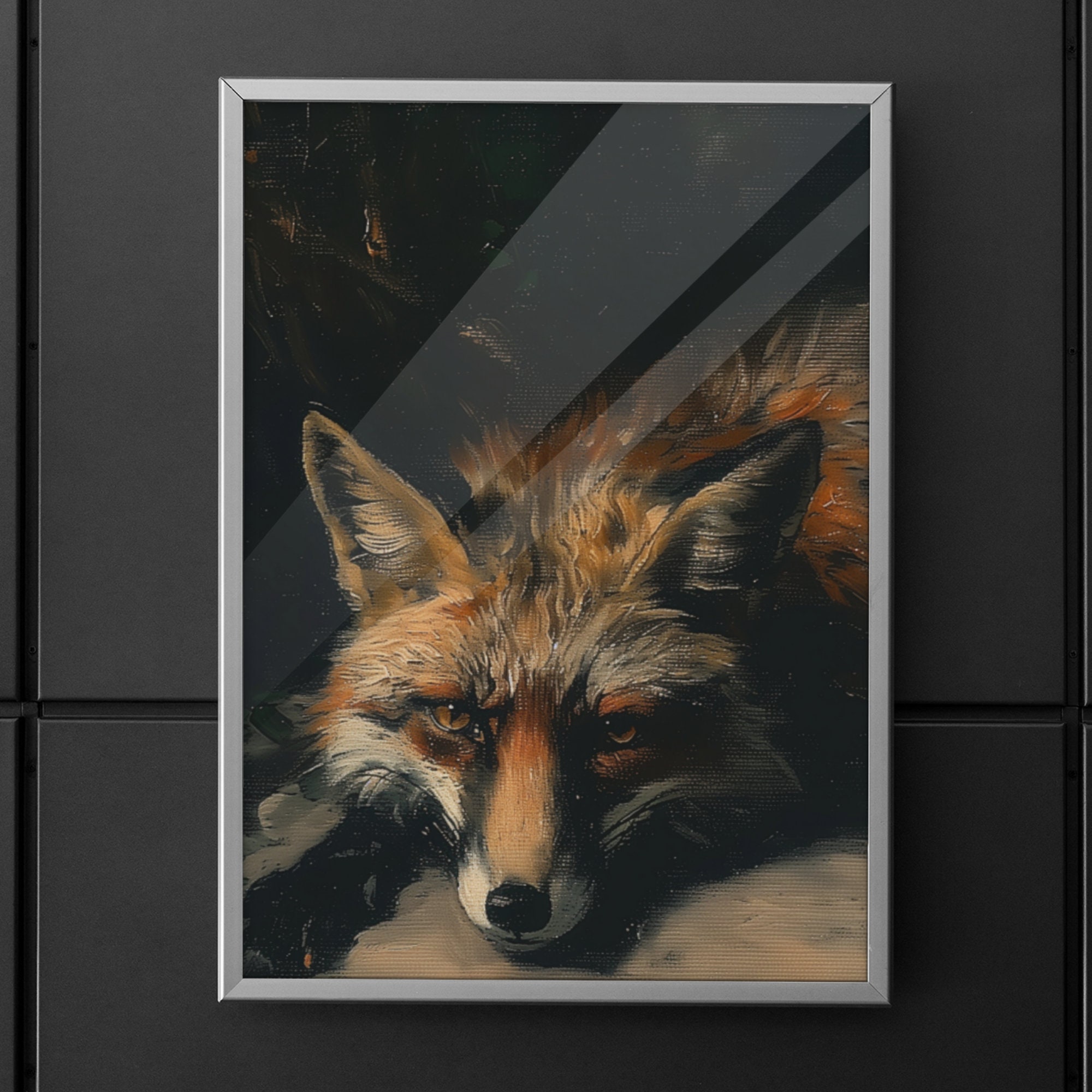Fox Canvas or Poster Animal Wall Art, Vintage Animal Art, Forest ...