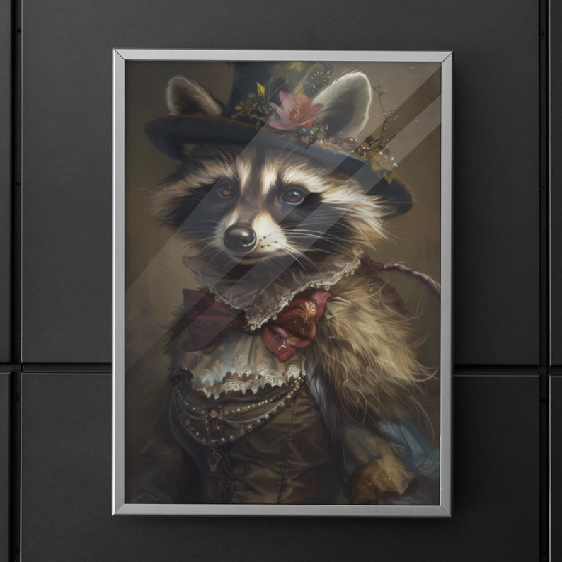 Royal Lady Raccoon Canvas or Poster Animal Wall Art, Racoon Poster ...