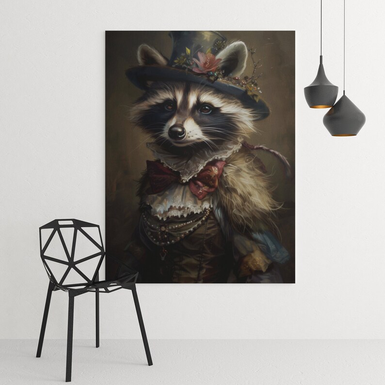 Royal Lady Raccoon Canvas or Poster Animal Wall Art, Racoon Poster ...