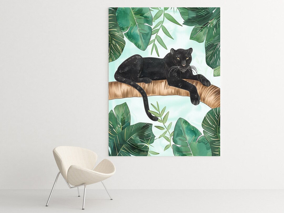 Black Panther Canvas or Poster Animal Wall Art, Panther Wall Art ...