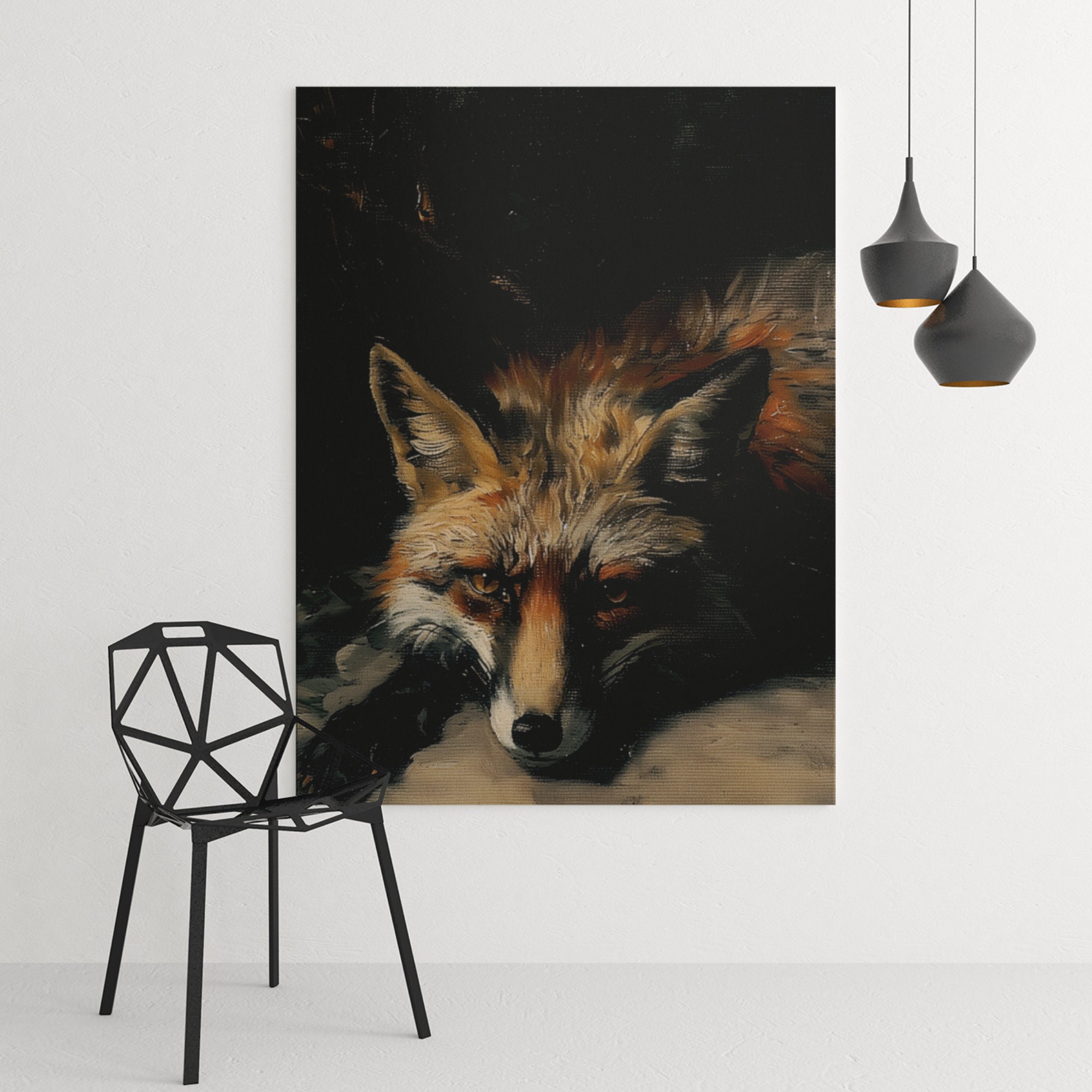 Fox Canvas or Poster Animal Wall Art, Vintage Animal Art, Forest ...