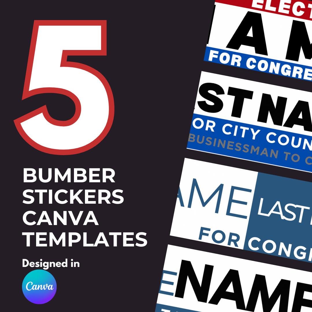 Bumper Sticker Canva Templates for Political Election Campaign - Etsy