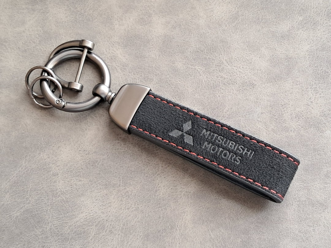 Mitsubishi Keychain Leather Alcantara Keyring Lanyard Logo Car ...