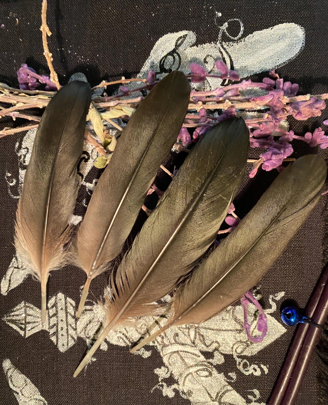 Natural Crow Feathers 4 Pcs Set Beautiful Black Feathers. Japanese ...