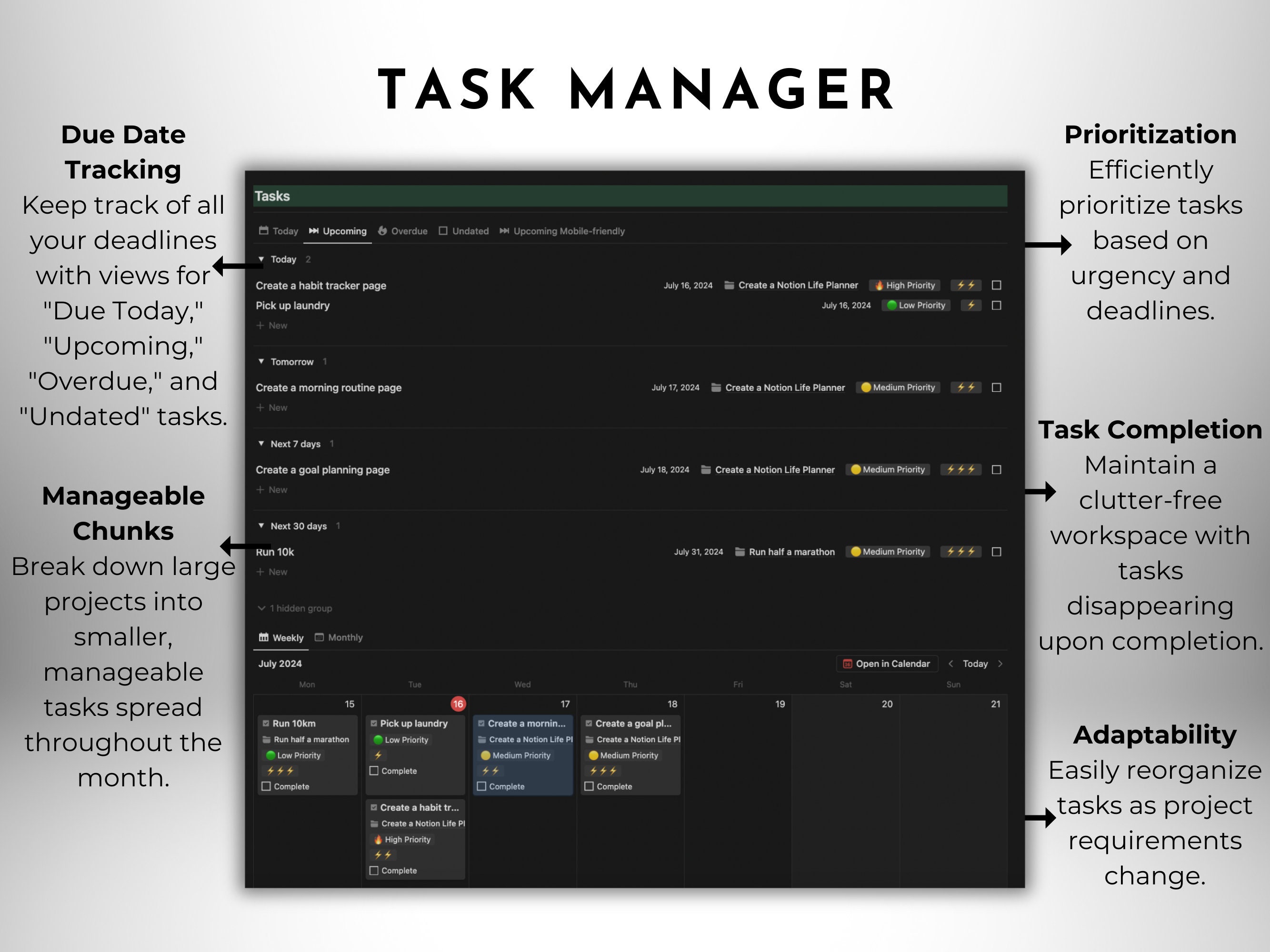 Project Management Template Darkmode Notion Project Manager Planner ...