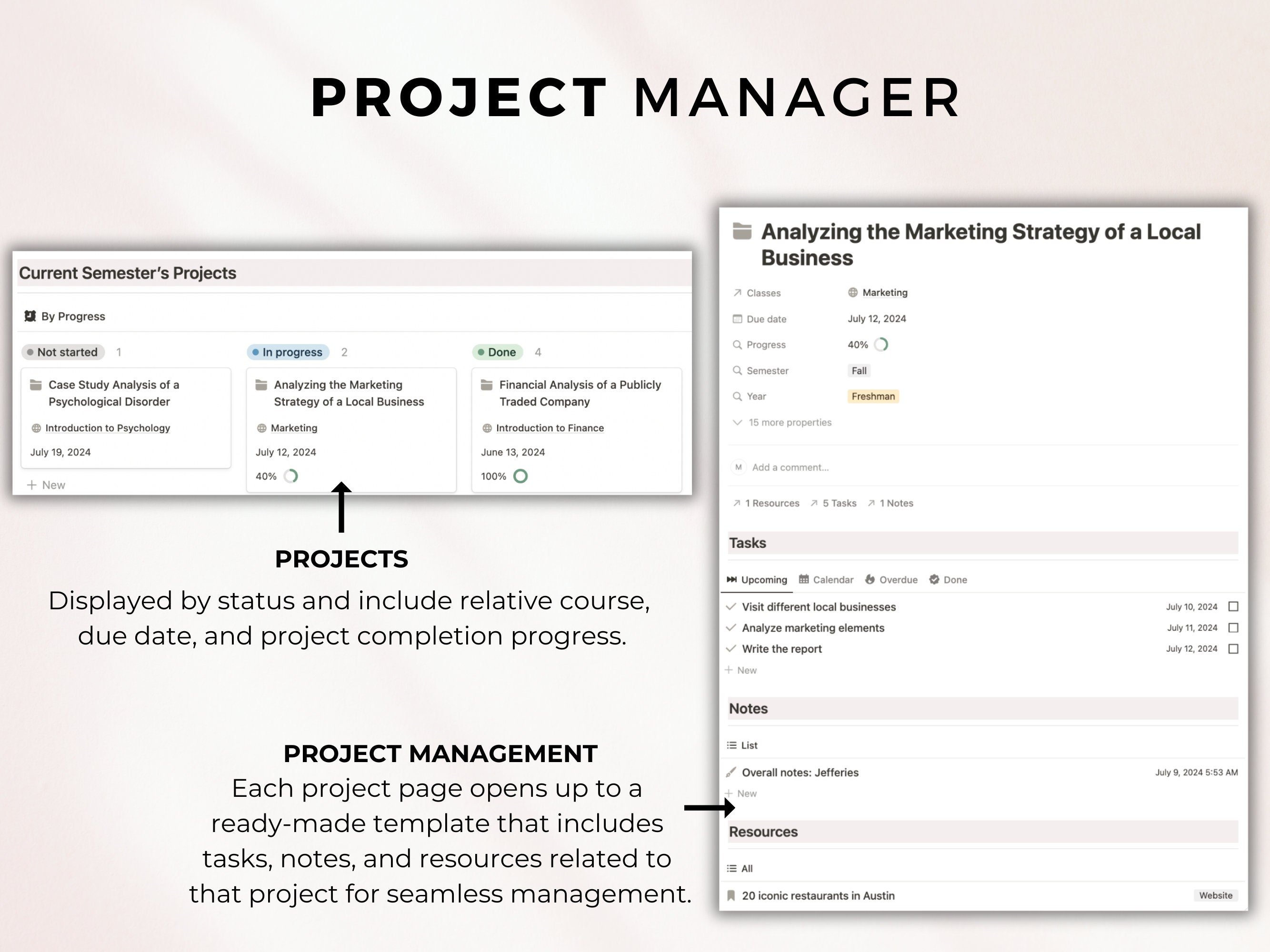 Student Planner Notion Template ADHD Digital Planner for College Student Notion Planner College ...