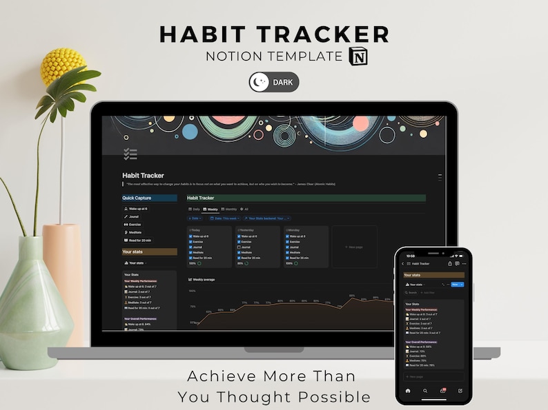 Notion Template Habit Tracker Daily Planner Darkmode Notion Weekly ...