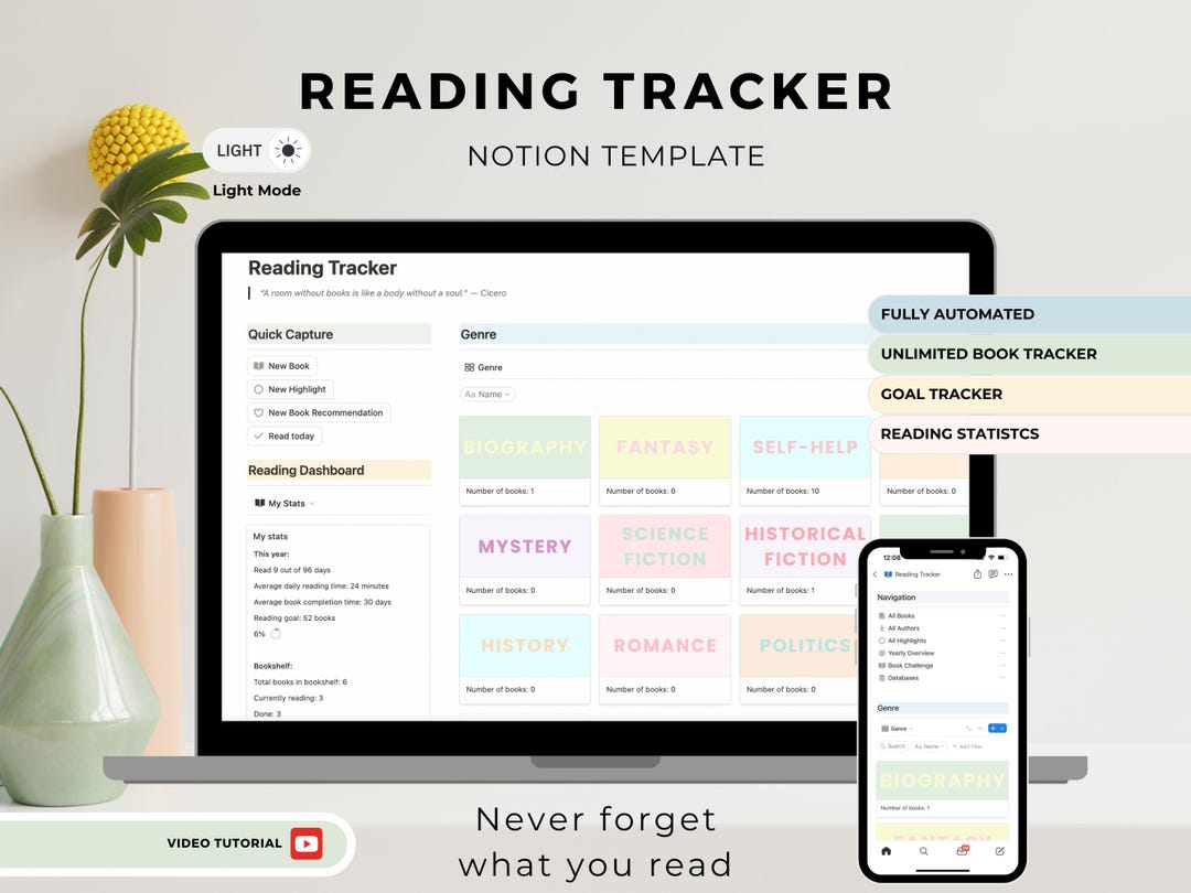 Digital Reading Journal Notion Template, Notion Book Journal, Notion ...