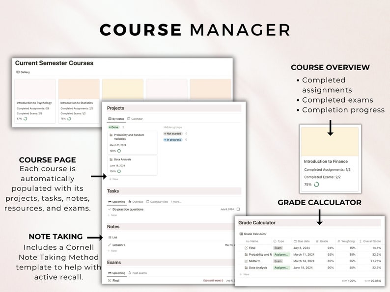 Student Planner Notion Template ADHD Digital Planner for College Student Notion Planner College ...