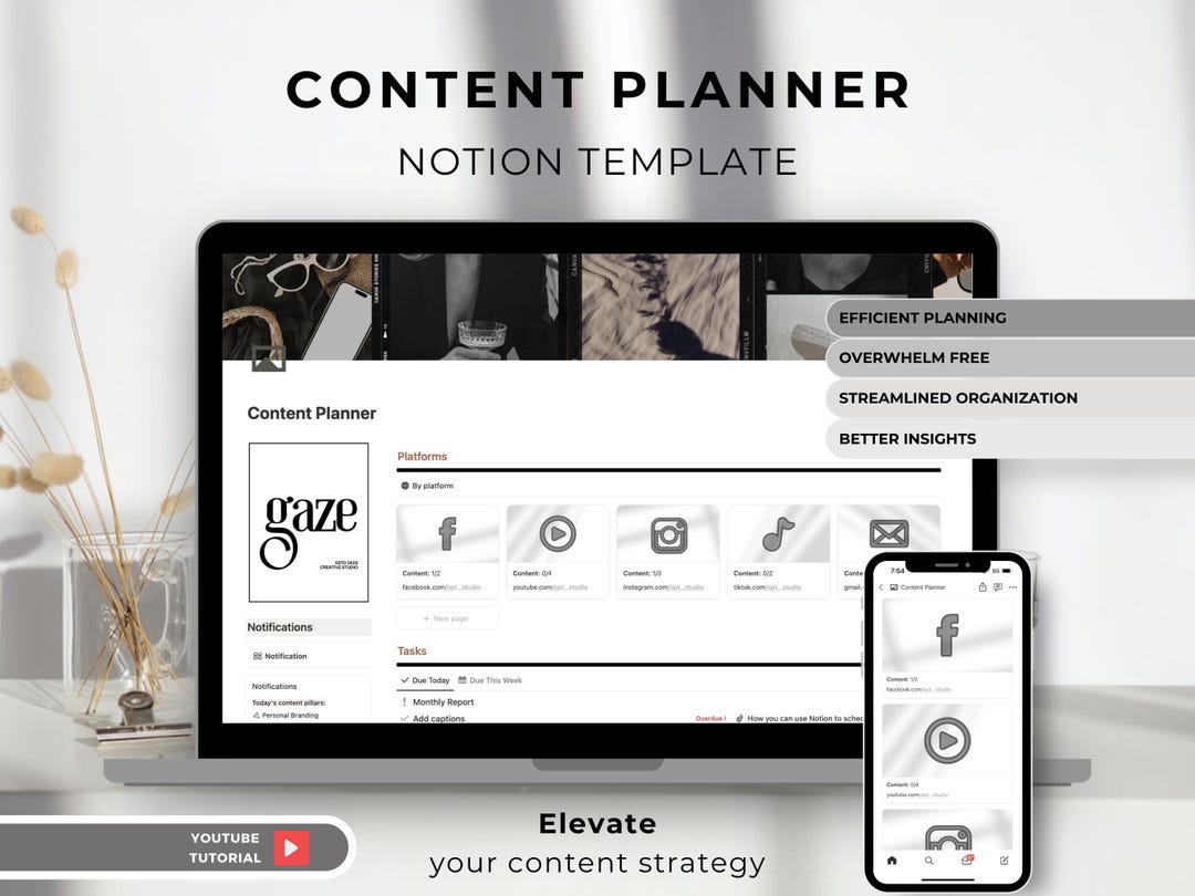 Notion Template Content Planner Digital Social Media Planner Strategy ...
