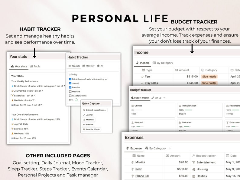 Student Planner Notion Template ADHD Digital Planner for College Student Notion Planner College ...