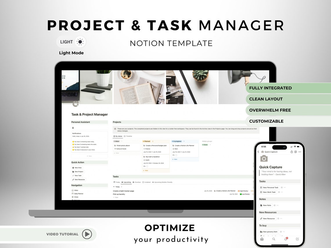 Project Management Template Darkmode Notion Project Manager Planner ...