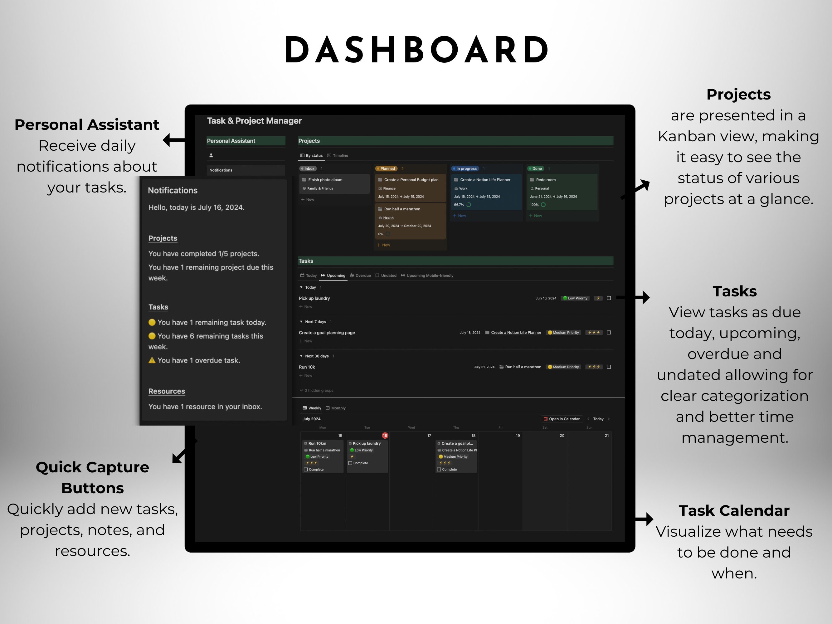 Project Management Template Darkmode Notion Project Manager Planner ...
