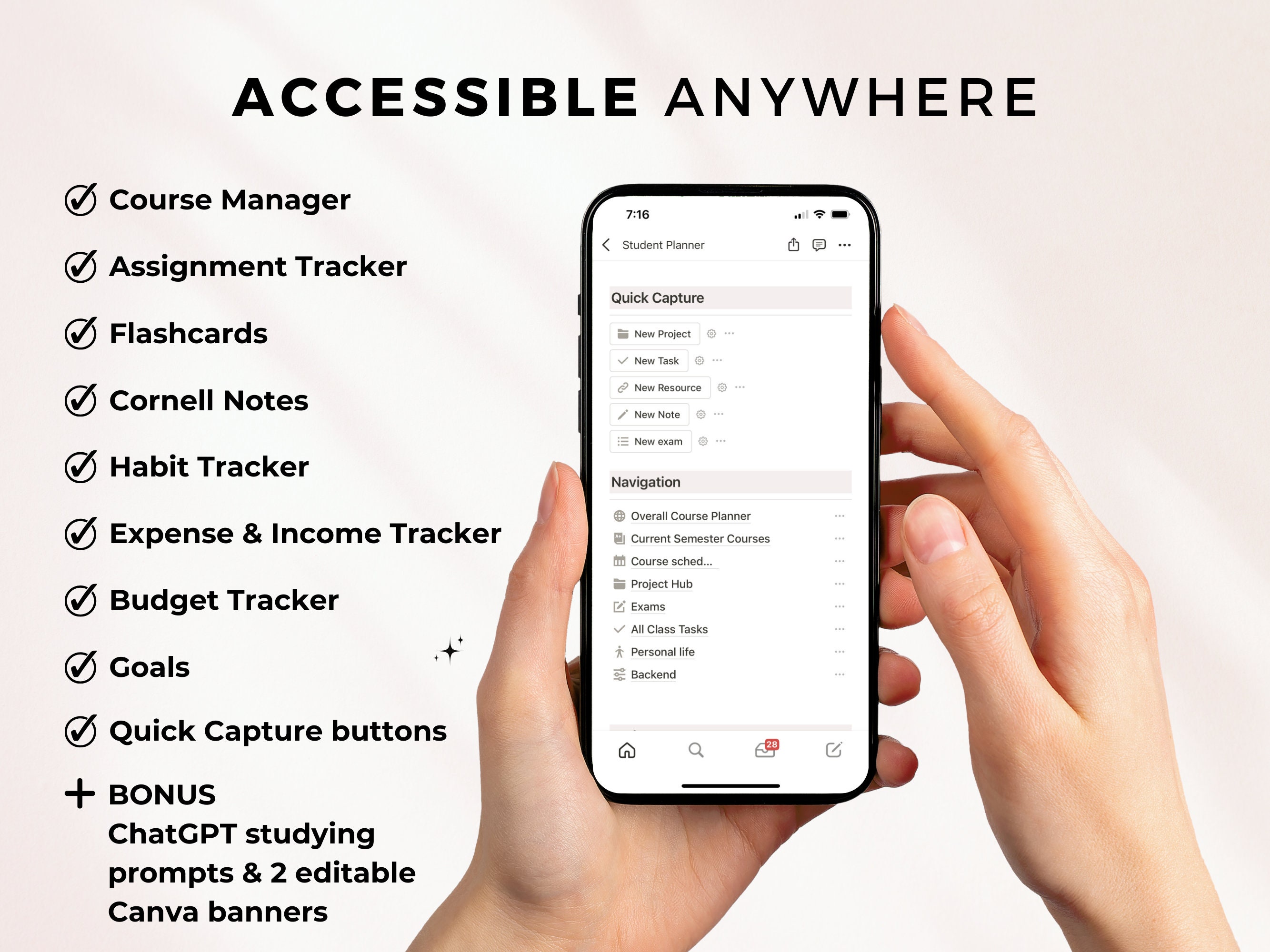 Student Planner Notion Template ADHD Digital Planner for College Student Notion Planner College ...
