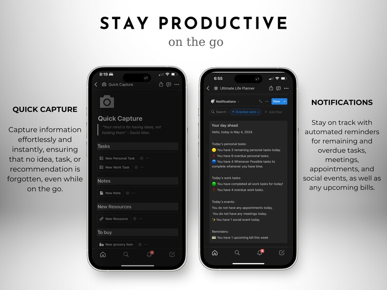 Dark Mode Ultimate Life Planner Notion Template Aesthetic Notion ...