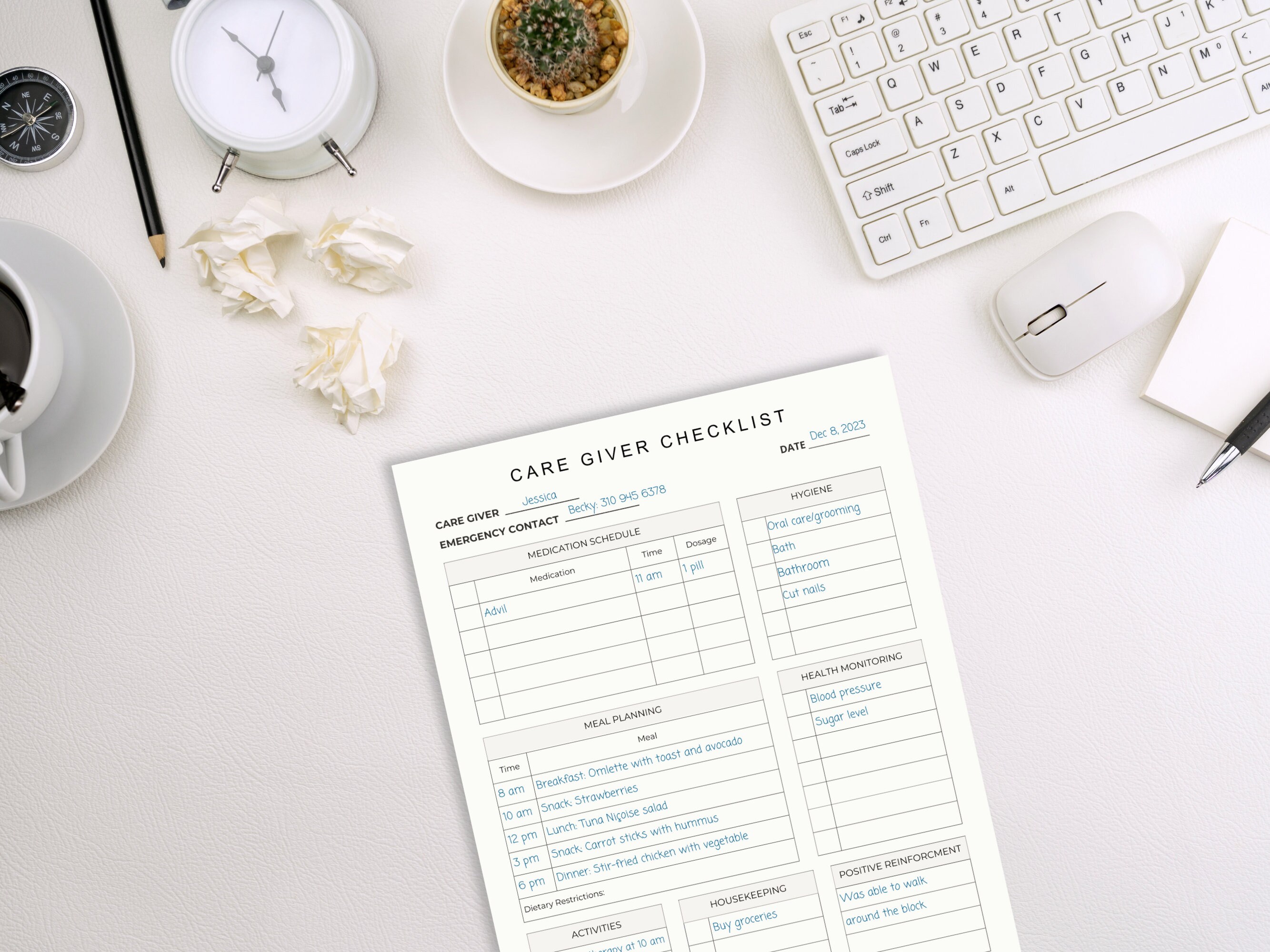 Editable Caregiver Checklist: Printable Canva Template (digital ...