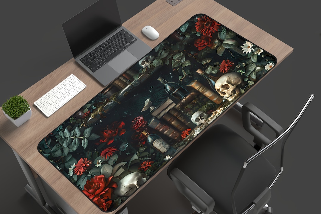 Gothic Botanical Study Desk Mat , Skulls Desk Mat, Darker Side Desk Mat ...