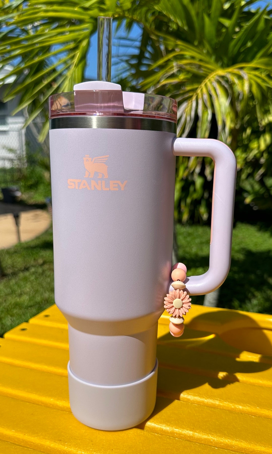 Pink and Peach Flower Tumbler Handle Charm - Etsy