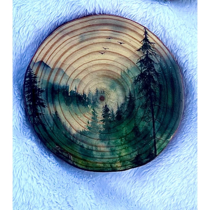 Mountain Forest Wooden Coaster Set - Etsy