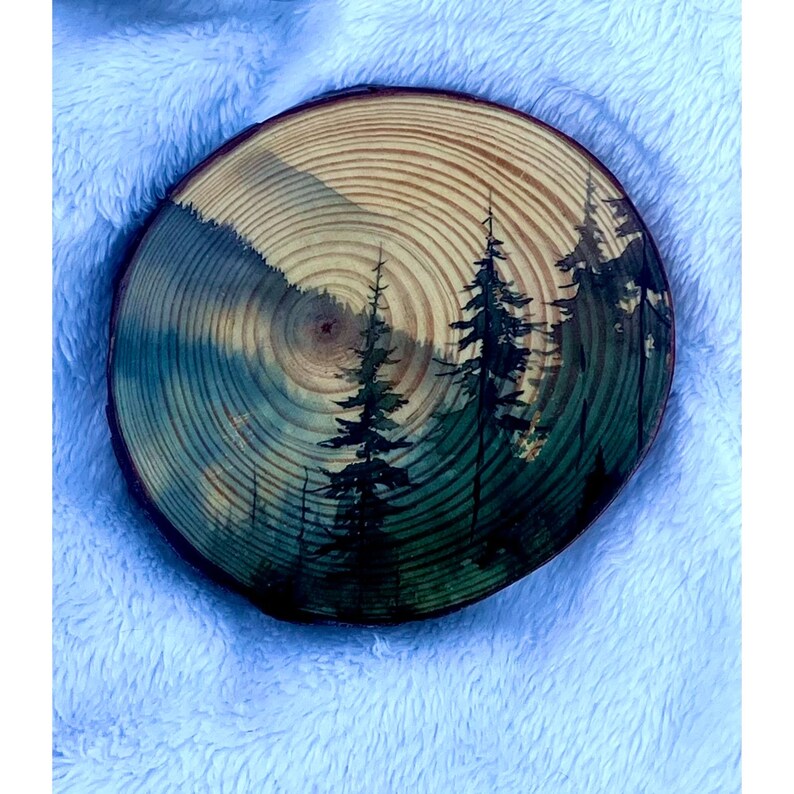 Mountain Forest Wooden Coaster Set - Etsy