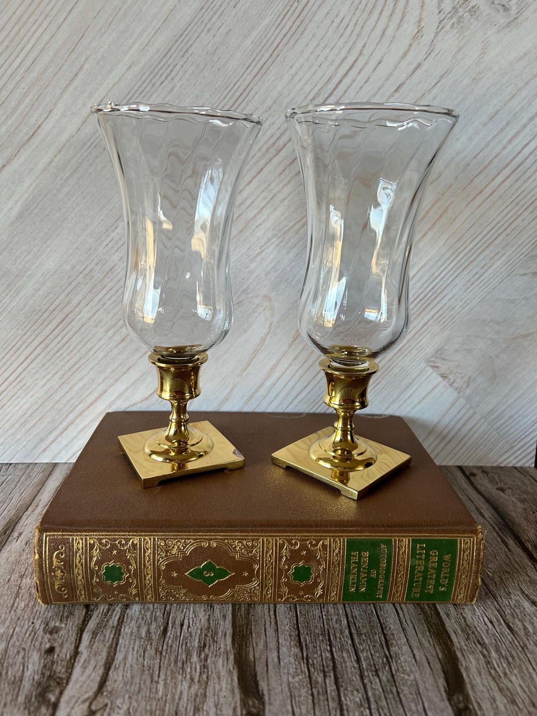 Vintage Brass Hurricane Candle Holders-set of 2 - Etsy