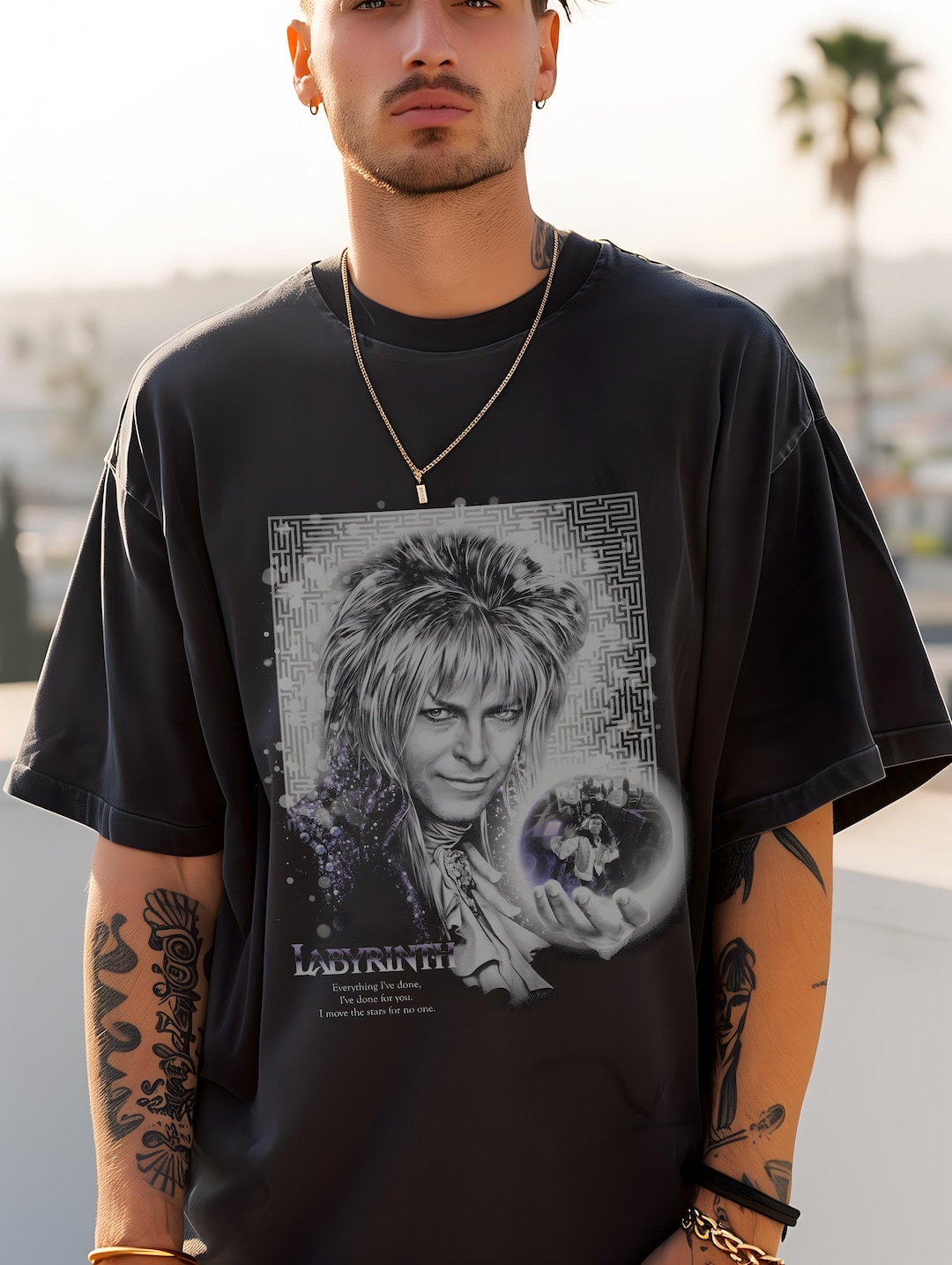 Labyrinth Tshirt, David Bowie Jareth Graphic Tee, 80s Fantasy Film ...