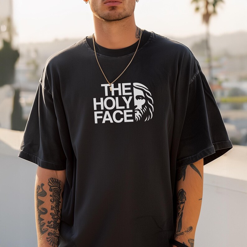 Christian Tshirt, Holy Face Jesus Tee, Religious Clothing, Comfort ...