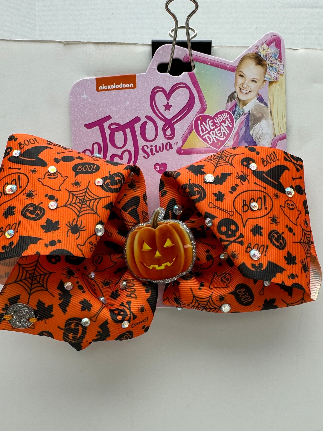 Jojo Siwa Hair Bow Clip Halloween Orange/black/pumpkin Accent 6 by 3 ...