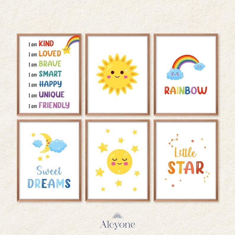 Set of 6 Positive Posters for Kids, Printable Motivational Wall Art for ...