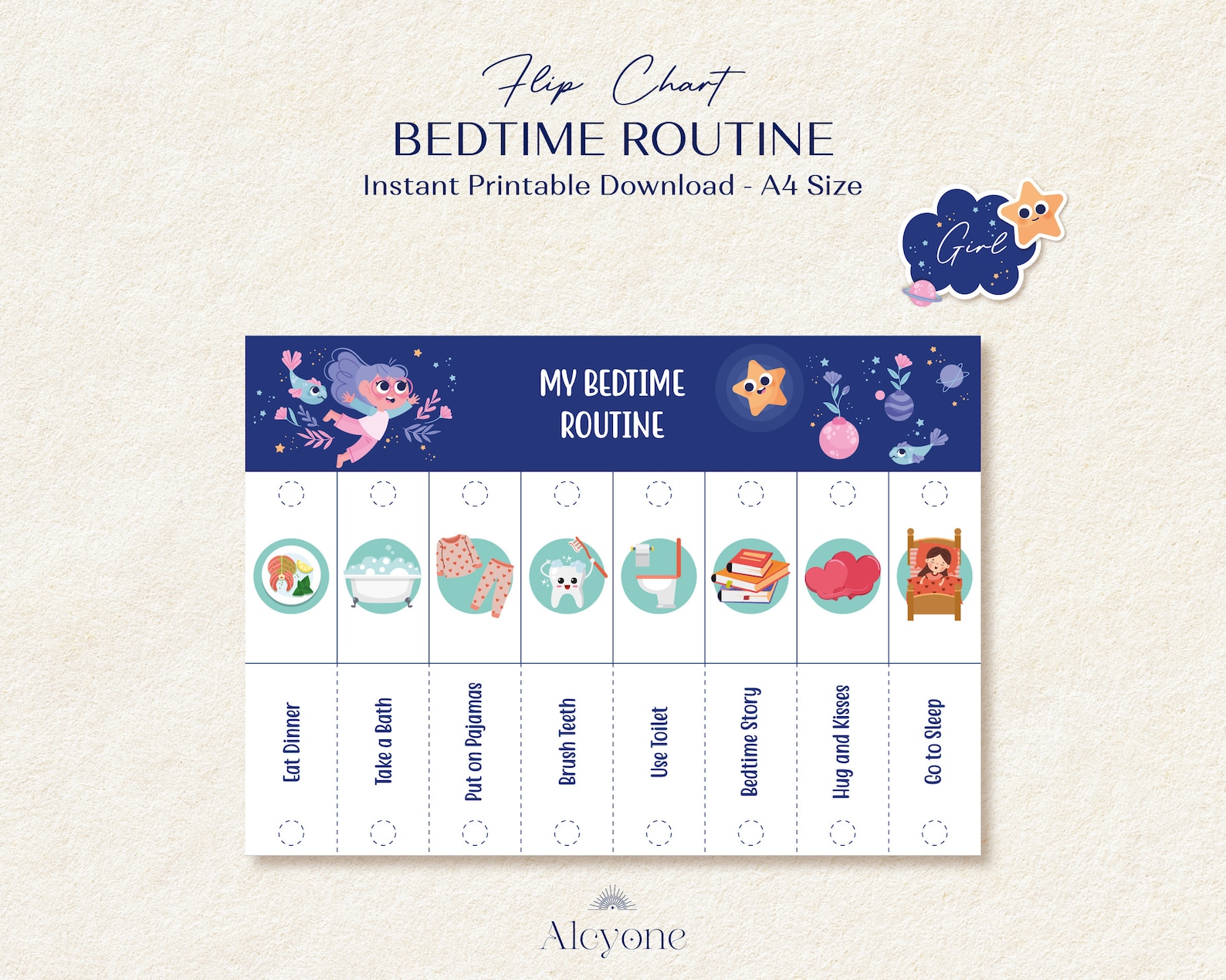 Kids Bedtime Routine Chart, Printable Folding Flip Chart for Evening ...