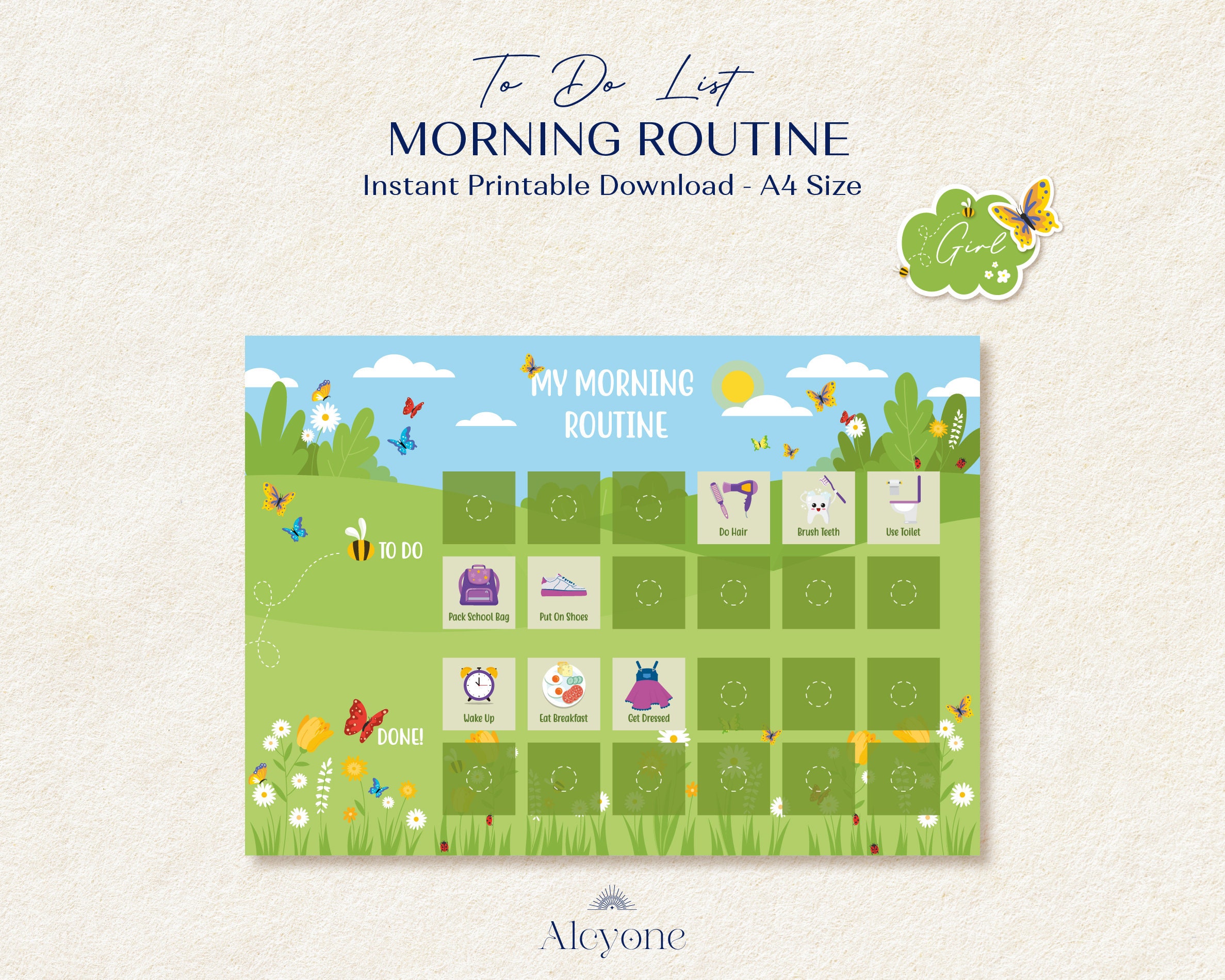 Kids Morning Routine Chart, Printable Morning Checklist, Day Start ...