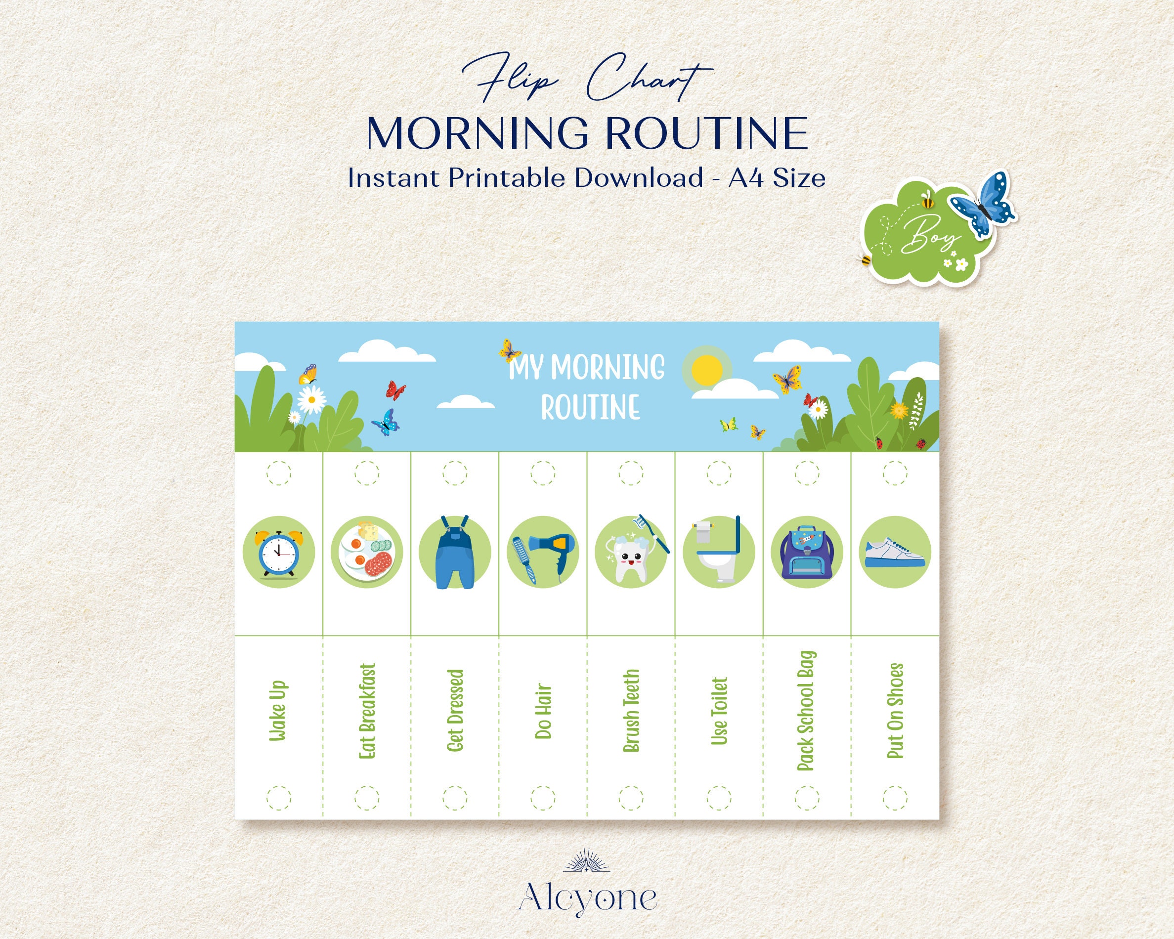 Kids Morning Routine Chart, Printable Folding Flip Chart for Morning ...