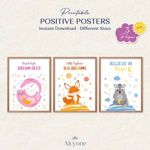Set of 3 Positive Posters for Kids, Printable Motivational Wall Art for ...