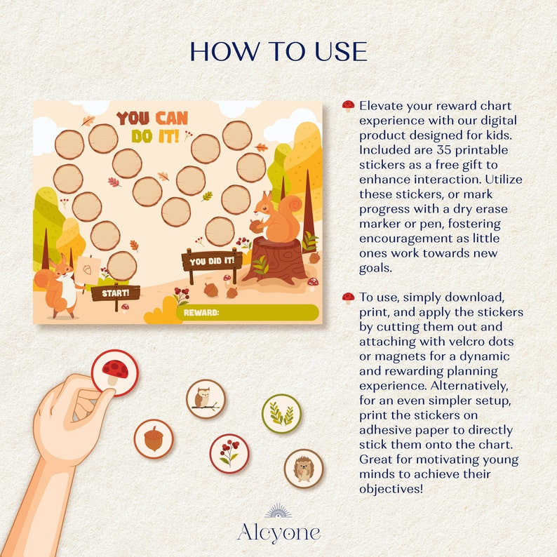 Squirrel Reward Chart for Kids, Toddler Sticker Chart, Kids Printable ...