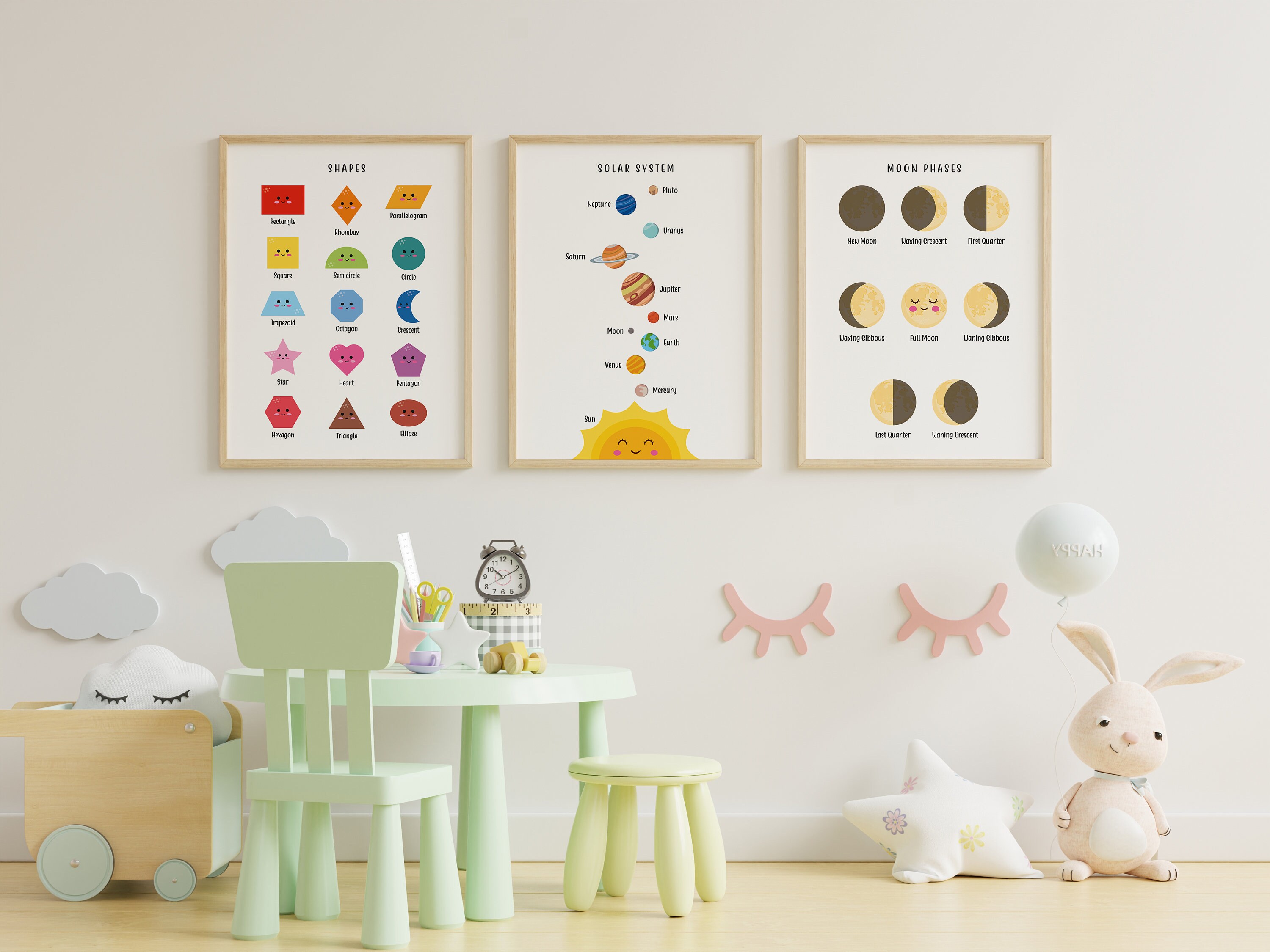 Set of 30 Educational Posters for Kids, Printable Learning Wall Art for ...