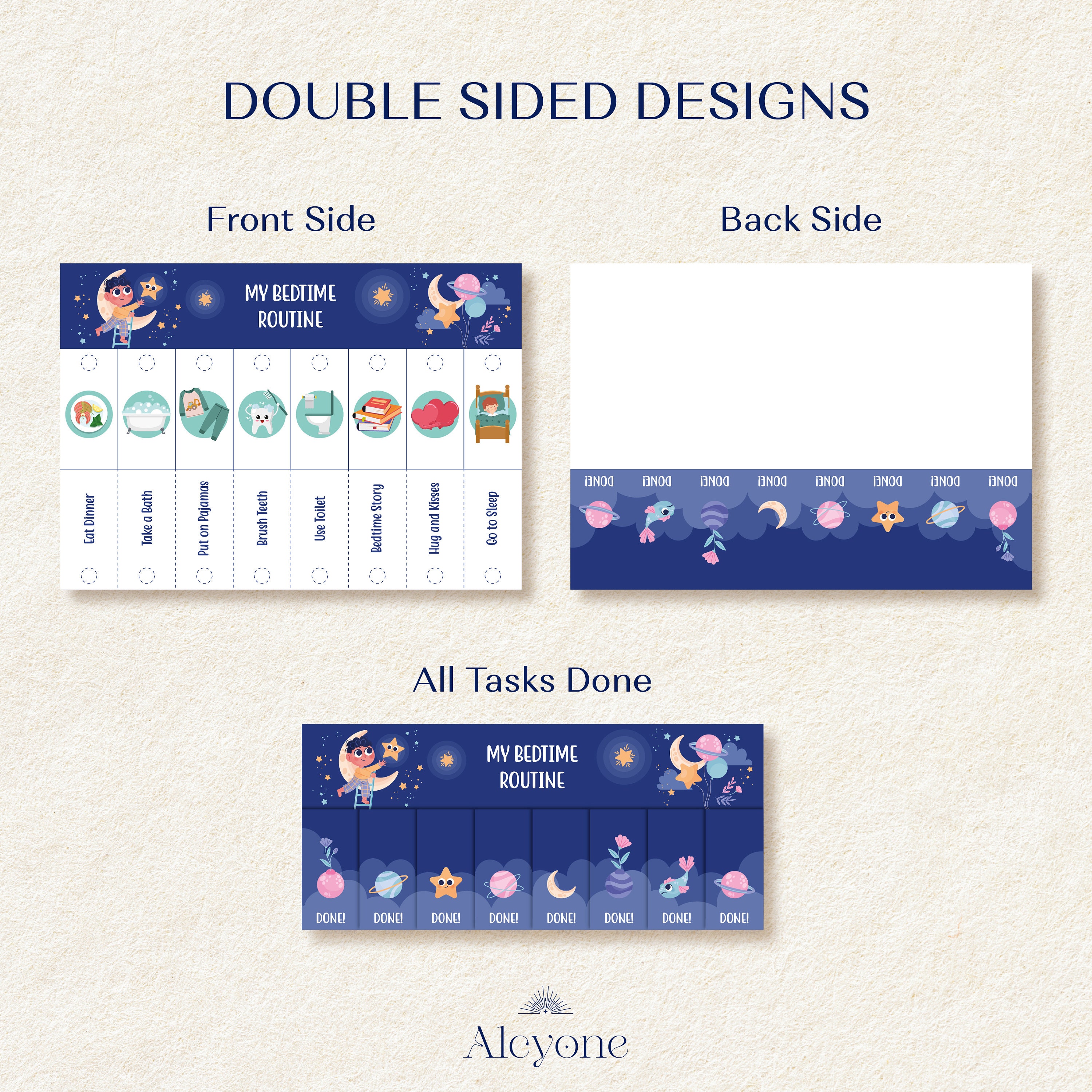 Kids Bedtime Routine Chart, Printable Folding Flip Chart for Evening ...