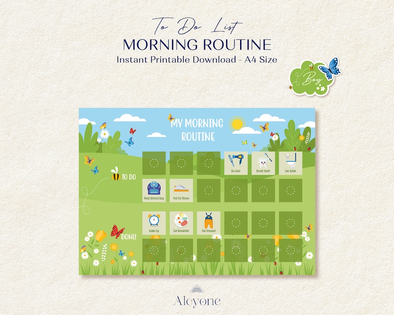 Kids Morning Routine Chart, Printable Morning Checklist, Day Start ...