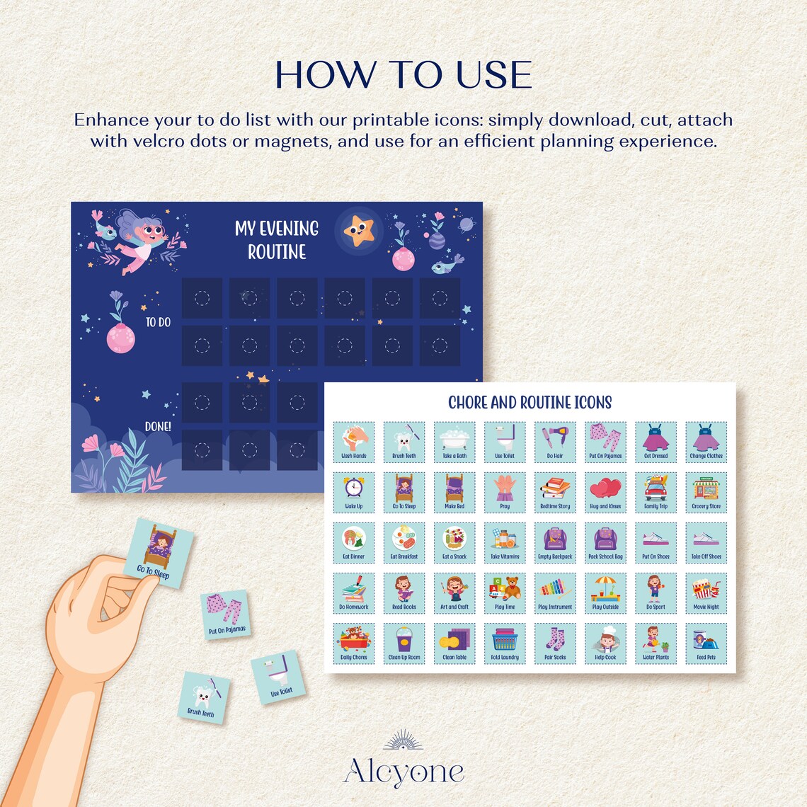 Kids Evening Routine Chart, Printable Bedtime Checklist, Night Visual ...