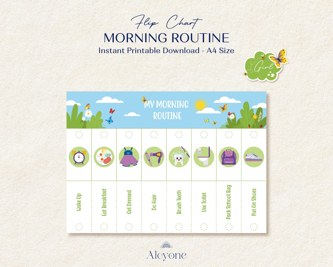 Kids Morning Routine Chart, Printable Folding Flip Chart for Morning ...