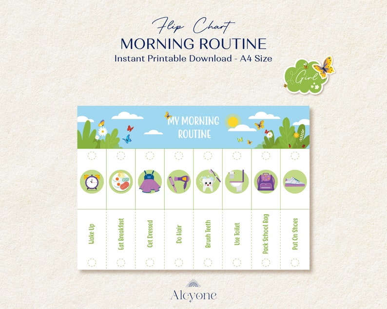 Kids Morning Routine Chart, Printable Folding Flip Chart for Morning ...
